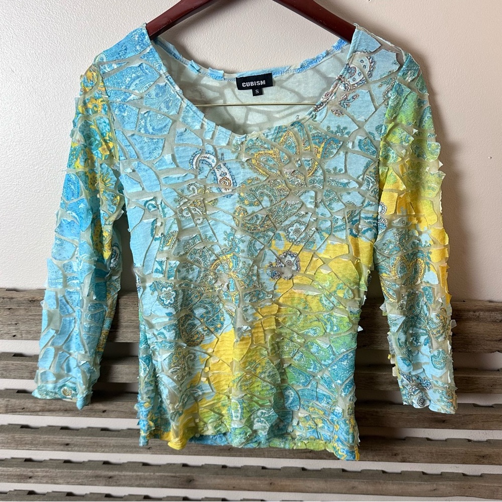 Cubism Shredded Mosaic Top - Gem